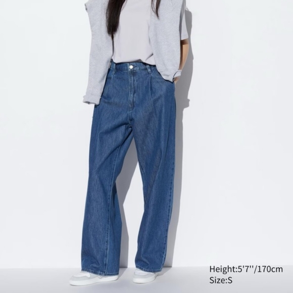Uniqlo | Jeans | Uniqlo Womens Drapey Denim Pleated Pants | Poshmark